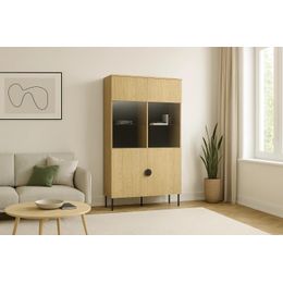 Vitrine Home Affaire, B:106,6cm H:187,6cm T:40cm, braun, Glas, Holzwerkstoff, Wohnzimmer, Schr&auml;nke, "BELLOT Vitrineschrank mit 2 T&uuml;ren, verglast, mit