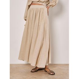 Apricot Damen Midirock "Midirock aus Leinen", wei&szlig;, Gr. 42, uni, gewebt, Obermaterial: 78% Viskose CV. 22% Leinen LI., R&ouml;cke, mit Falten