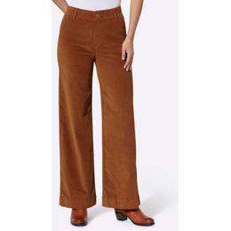 Heine Damen Samthose, braun, Gr. 34, unifarben, 98% Baumwolle, 2% Elasthan, Hosen
