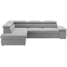 Sit & More Ecksofa SIT & MORE, B:272cm H:73cm T:226cm, grau, 100% Polyester, Wohnzimmer, Sofas, "Valantine L-Form, B: 272 cm", mit Arm- & Kopfteilverstellung,