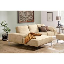 W.Schillig Ecksofa &raquo;run, Designsofa mit tollem Sitzkomfort, bequem, Breite 299cm, L-Form&laquo; mit elegantem Holzsockel, F&uuml;&szlig;e in Silber matt, Breite 299 cm