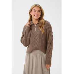 Saint Tropez Damen Troyer &raquo;TalmaSZ Pullover&laquo; Materialmix, Regular fit, Zopfstrickmuster braun L