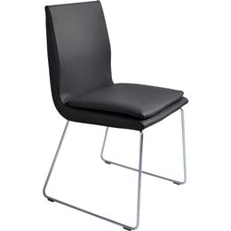 K+w Komfort & Wohnen Esszimmerstuhl, B:50cm H:88cm T:55cm, schwarz, K+W KOMFORT & WOHNEN, Bronco: Nappaleder pigmentiert, Dickleder, 1, 3/1, 5mm, mit rustikal gek&ouml;rnten