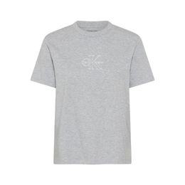 Damen T-Shirt "CLASSIC SEASONAL MONOLOGO TEE", grau, Gr. S, Calvin Klein Jeans, meliert, Web, Obermaterial: 100% Baumwolle, Shirts, Regular fit,