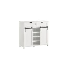 sobuy Schuhschrank mit Schiebet&uuml;ren Wei&szlig; 104x35x93cm Modern