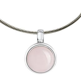 ZEEme Gemstones Halskette 925 Sterling Silber rhodiniert mit echtem Rosenquarz 12mm