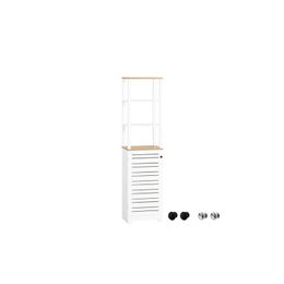 sobuy Badezimmerschrank mit 1 T&uuml;r Wei&szlig; 40x30x160cm Rustikal