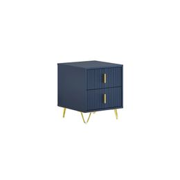 sobuy Nachttisch mit 2 Schubladen Dunkelblau 40x36x47cm Modern