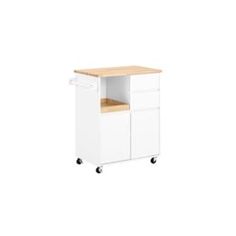 sobuy K&uuml;chenwagen mit 2 Schubladen Holzfarbe 42,01x72,01x84cm Modern