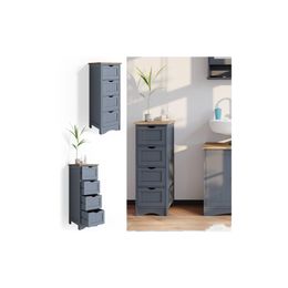 VICCO Badschrank Bianco Grau Badregal schmal 4 Schubladen 81x30x30cm Badm&ouml;bel grau Badezimmerschrank im Landhausstil
