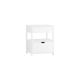 sobuy Nachttisch mit 2 Schubladen Wei&szlig; 45x38x55,6cm Modern
