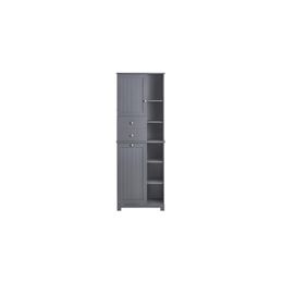 sobuy Badezimmer-Hochschrank mit 1 Schublade Dunkelgrau 60x38x170cm Funktional
