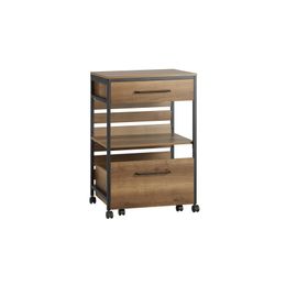 sobuy K&uuml;chenwagen mit 2 Schubladen Dunkelbraun 45,01x59,99x89,99cm Industriell