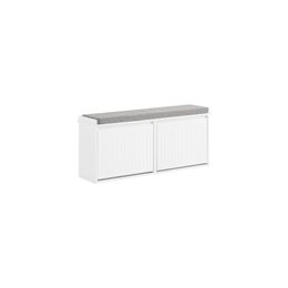 sobuy Schuhbank mit 2 T&uuml;ren Wei&szlig; 100x26x46cm Funktional