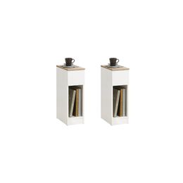 sobuy Nachttisch-Set 2er mit 1 Schublade Wei&szlig; 20x35x60cm Modern