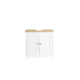 sobuy Waschbeckenunterschrank mit 2 T&uuml;ren Holzfarbe 60x35x58cm Rustikal