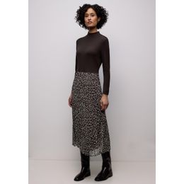 Street One Damen Midikleid, braun, Gr. 46, unifarben, Stoff, Oberteil: 97% Viskose, 3% Elasthan. Rock: 100% Polyester. Unterrock: 100% Viskose,
