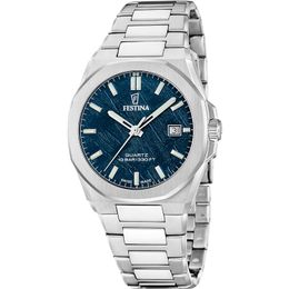 Festina Herren Quarzuhr "Classic Steel", silber, Armbanduhren, Armbanduhr, Herrenuhr, Swiss Made, Edelstahlarmband, analog, Tag