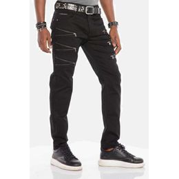 Cipo & Baxx CIPO & BAXX Herren Slim-fit-Jeans "Jeans", schwarz, Basic, Gr. 30, unifarben, 78% Baumwolle, 15% Lyocell, 5% Polyester, 2% Elasthan, Jeans, in