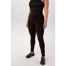 ANISTON PLUS Damen Leggings, braun, Gr. 44, unifarben, Single Jersey, Obermaterial: 95% Baumwolle, 5% Elasthan, Hosen, aus elastischer Single