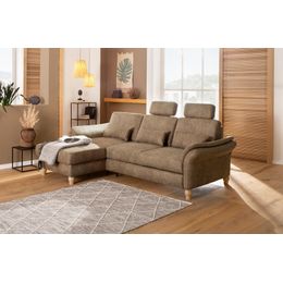 Ecksofa Home Affaire, B:266cm H:89cm T:164cm, grau, Struktur fein (100% Polyester);Struktur (100% Polyester);Luxus-Microfaser Lederoptik (100%