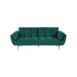 Beliani Schlafsofa ASBY in Gr&uuml;n/Braun - (W) 218 x (H) 82 x (L) 83 cm | Gr.: onesize