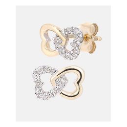 Diamant L'&eacute;ternel Ohrstecker aus 375 Gelbgold mit Diamant Herz-Design | Gr.: onesize