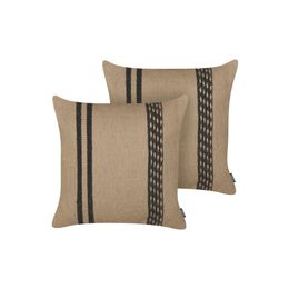 Beliani 2er-Set Dekokissen DESALIX in Beige/Schwarz | Gr.: onesize