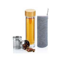 Intirilife Doppelwandige Thermo Flasche mit Sieb in 400 - 500 ml in KLAR | Gr.: onesize