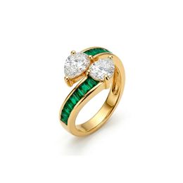 Luxenter emerald zirconia ring, 18-carat yellow gold finish - Darbia | Gr.: onesize
