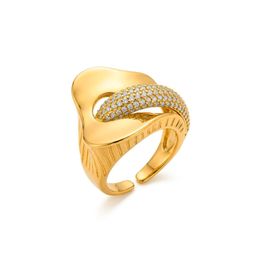 Luxenter ring with sparkling zirconia and an 18-carat yellow gold finish - Lefri | Gr.: onesize