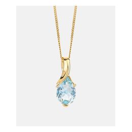 Diamant L'&eacute;ternel Halskette mit Anh&auml;nger aus 375 Gelbgold mit Aquamarin | Gr.: onesize