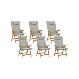Beliani 6er-Set Gartenstuhl JAVA in Braun/Grau/Beige | Gr.: onesize