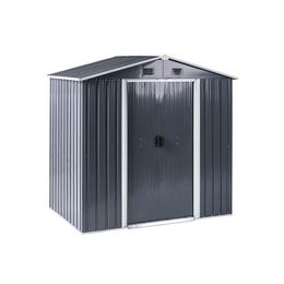 Beliani 2-tlg Ger&auml;tehaus mit Holzunterstand CIRELLA in Grau/Wei&szlig; | Gr.: onesize