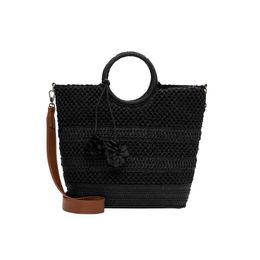 Tamaris Damen Shopper "Shopper TAS Kassandra", schwarz, Papierstroh, Taschen