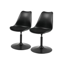 home24 Drehbarer Esszimmerstuhl TILBA 2er Set in Schwarz | Gr.: onesize