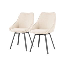 home24 Polsterstuhl Metline 2er-Set in Beige | Gr.: onesize