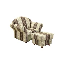 58 aufm Kessel POLSTERSESSEL mit Hocker Kama Chenille braun | Gr.: onesize