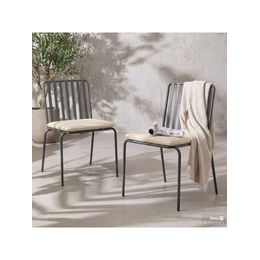 home24 Gartenstuhl Kuna 2er-Set in Anthrazit | Gr.: onesize