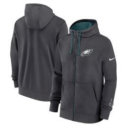 Nike Damen Kapuzenpullover "Nike Hoodie Philadelphia Eagles Nike Club FZ", grau, Gr. S, 82% Baumwolle, 18% Polyester, Pullover