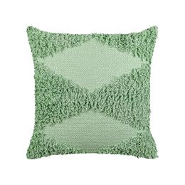 Beliani Dekokissen RHOEO in Gr&uuml;n - (W) 45 x (H) 14 x (L) 45 cm | Gr.: onesize