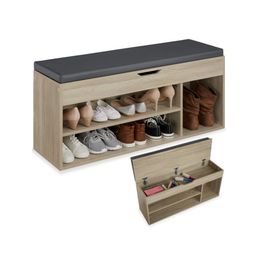 TecTake Schuhbank Natalya mit Sitzpolster f&uuml;r 9 Paar Schuhe, 104x30x49cm | Gr.: onesize