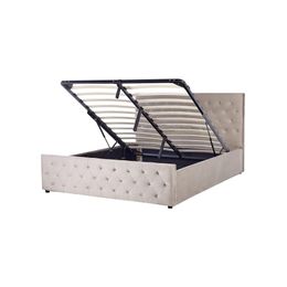 Beliani Doppelbett AMIENS in Beige - (W) 171 x (H) 109 x (L) 217 cm | Gr.: onesize