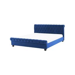 Beliani Doppelbett AVALLON in Blau/Braun - (W) 192 x (H) 94 x (L) 233 cm | Gr.: onesize