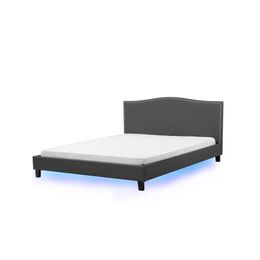 Beliani Doppelbett mit LED MONTPELLIER in Grau/Braun - (W) 191 x (H) 122 x (L) 214 cm | Gr.: onesize