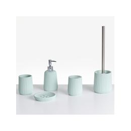 Beliani 5-tlg Badezimmer-Zubeh&ouml;r POZUZO in Gr&uuml;n/Silber | Gr.: onesize
