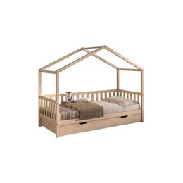 58 aufm Kessel HAUSBETT Kapua 90x200 mit Bettschublade Kiefer Massivholz Natur | Gr.: onesize