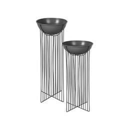 Beliani 2er-Set Indoor Blumentopf FICARIA in Schwarz | Gr.: onesize