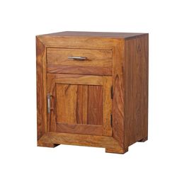 FineBuy Nachttisch in Braun / Sheesham / 50x40x60 | Gr.: onesize