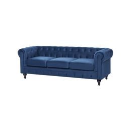 Beliani 3-Sitzer Sofa CHESTERFIELD in Blau/Schwarz - (W) 201 x (H) 70 x (L) 75 cm | Gr.: onesize